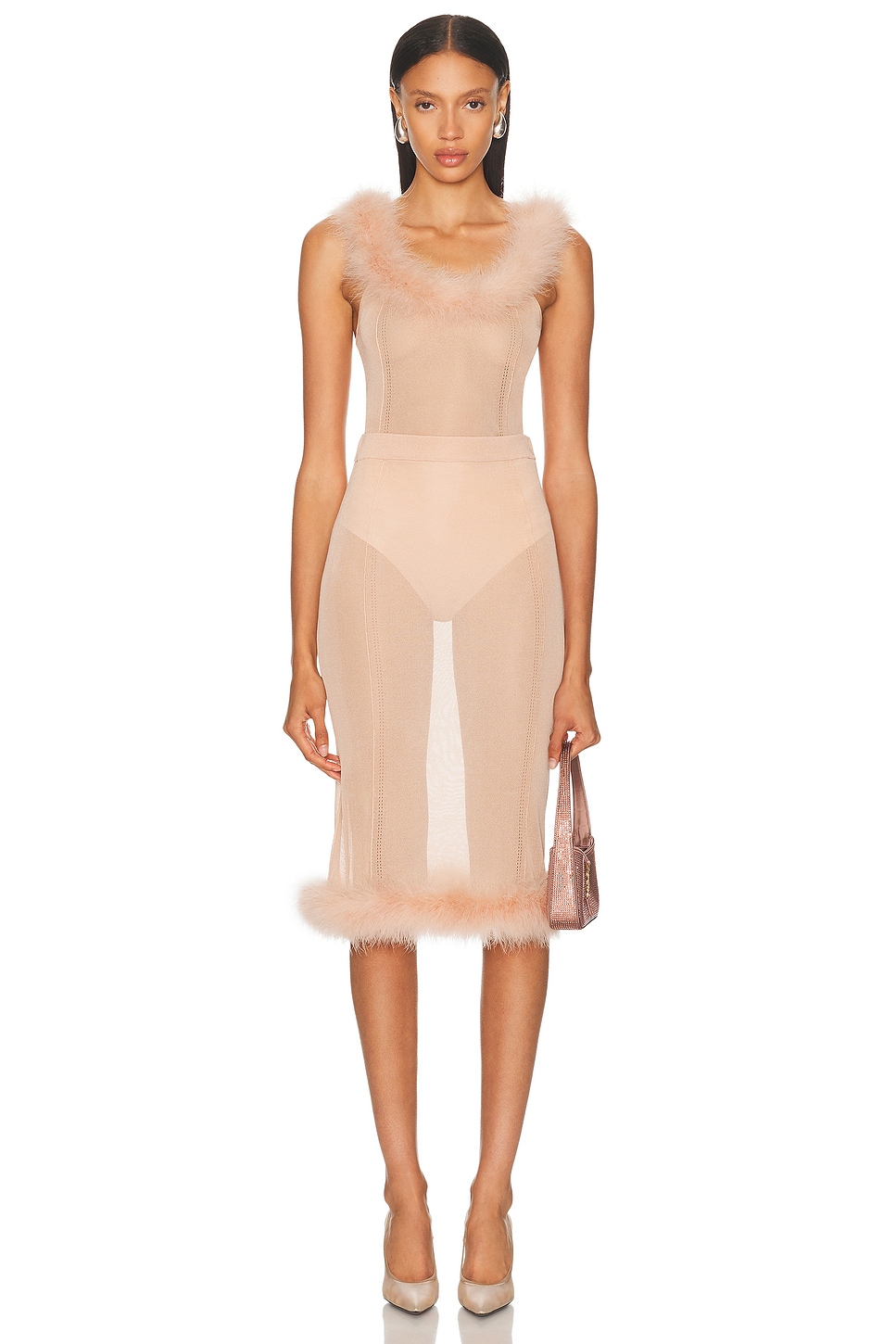 BLUMARINE Fur Collar Tank Top